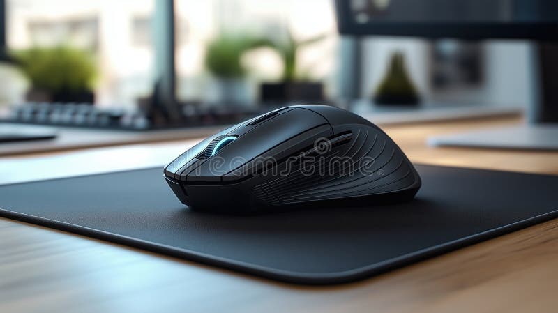 Wireless Mouse with a Scroll Wheel on a Mouse Pad, Ready for Use Stock ...