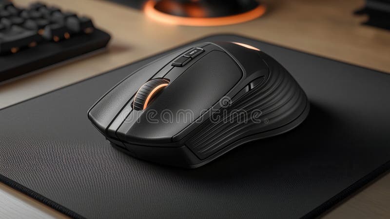 Wireless Mouse with a Scroll Wheel on a Mouse Pad, Ready for Use Stock ...