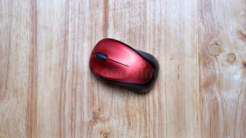 Wireless Mouse on Wooden Table Stock Image - Image of button, device ...