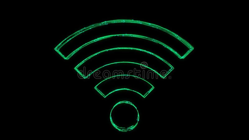 Wireless Network Animated Icon Appearing with Lines on Black Background ...