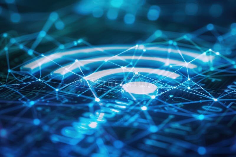 Wireless Network and Connection Abstract Data Background with Wifi ...