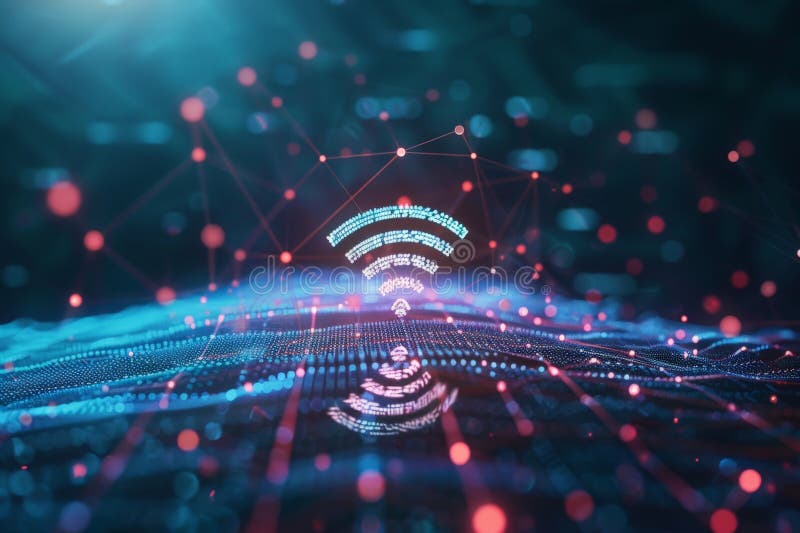 Wireless Network and Connection Abstract Data Background with Wifi ...