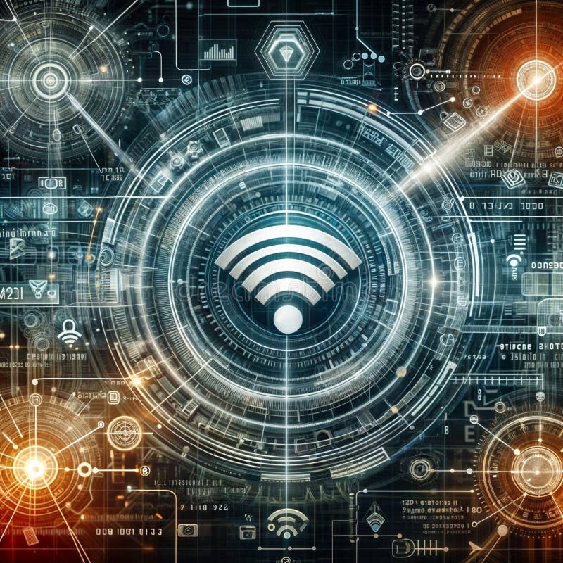 Wireless Network And Connection Abstract Data Background With Wifi
