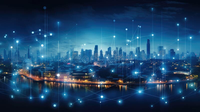 Wireless Network and Connection City, Smart City and Communication ...