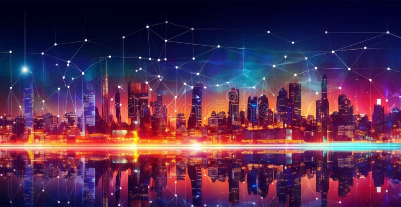 Wireless Network and Connection Technology Concept, Virtual Lines ...