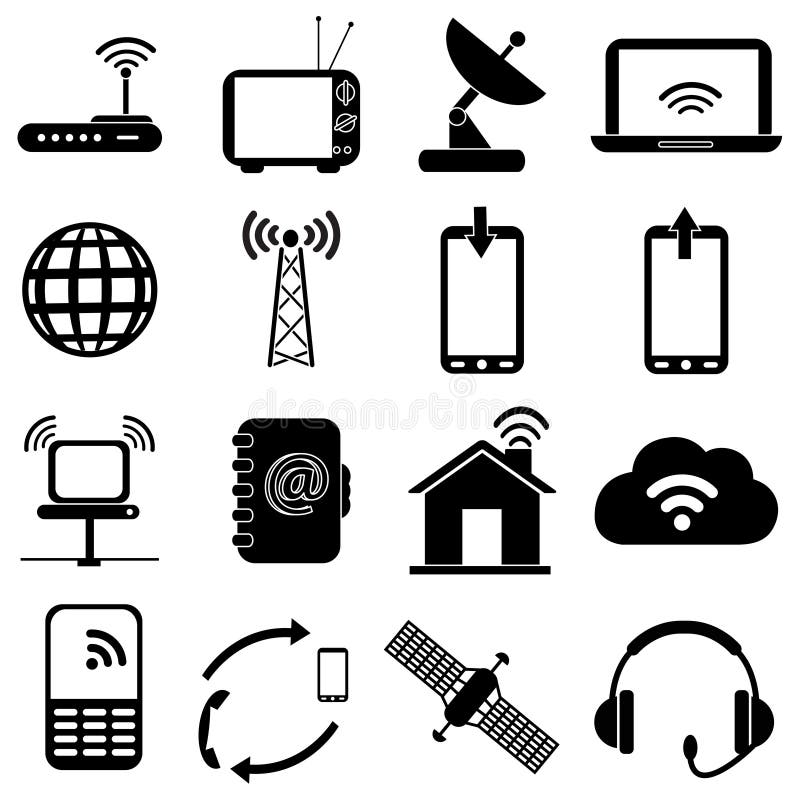 Wireless network icons set stock vector. Illustration of house - 57013587