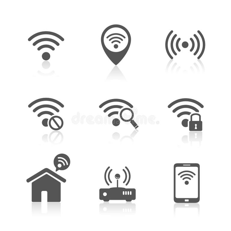 Wireless Network Internet Icons Stock Vector - Illustration of design ...