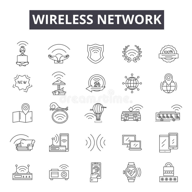 Wireless Network Line Icons, Signs, Vector Set, Linear Concept, Outline ...