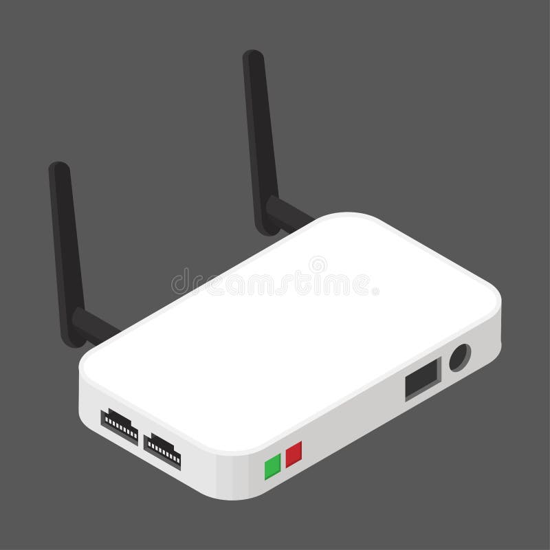Wireless Network Router of Flat Style Isometric Vector Illustration ...