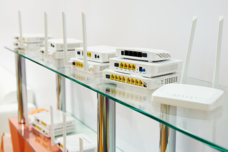 Wireless Network Routers Wi-Fi in Store Stock Image - Image of white ...