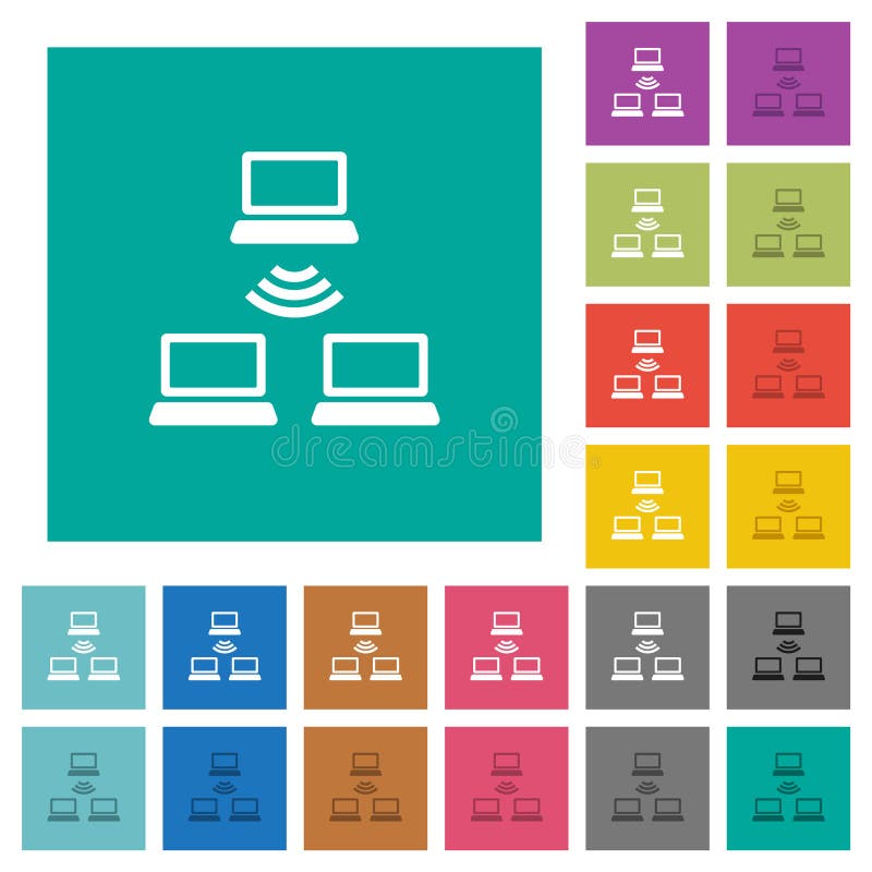 Wireless Network Square Flat Multi Colored Icons Stock Vector ...