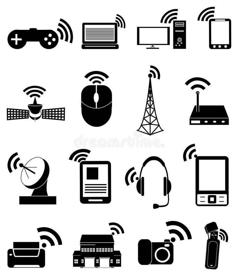 Wireless Communication Network Business Black Icons Set Stock Vector ... Wireless Communication Network Business Black Icons Set Stock Vector ...