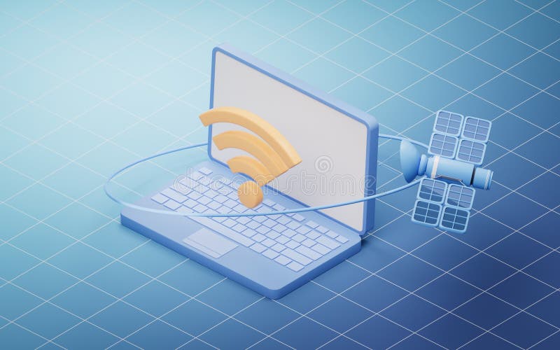 Wireless Network Technology with Wifi Sign, 3d Rendering Stock ...