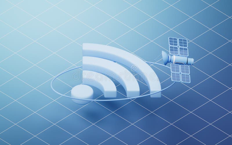 Wireless Network Technology with Wifi Sign, 3d Rendering Stock ...