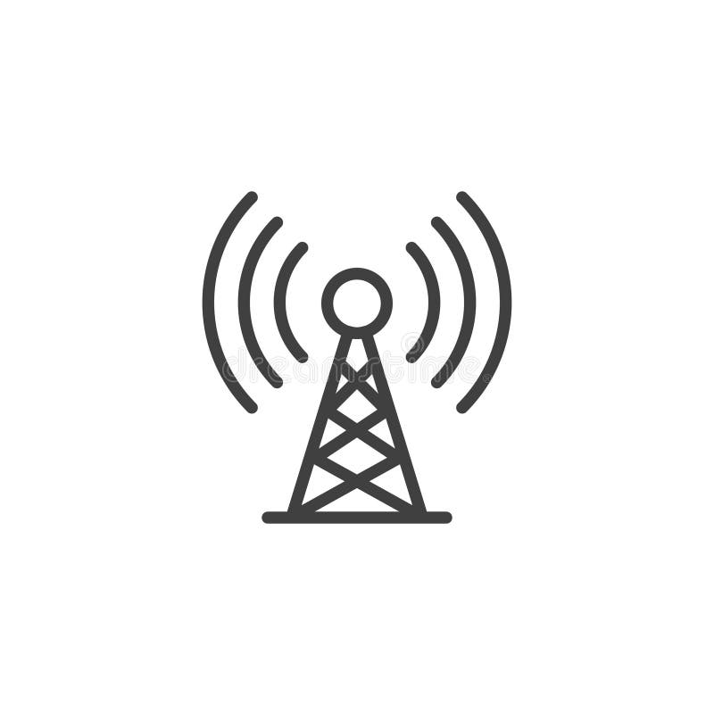 Wireless Network Tower Line Icon Stock Vector - Illustration of ...