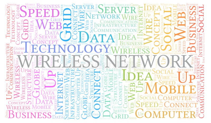 Wireless Network Word Cloud. Stock Illustration - Illustration of ...