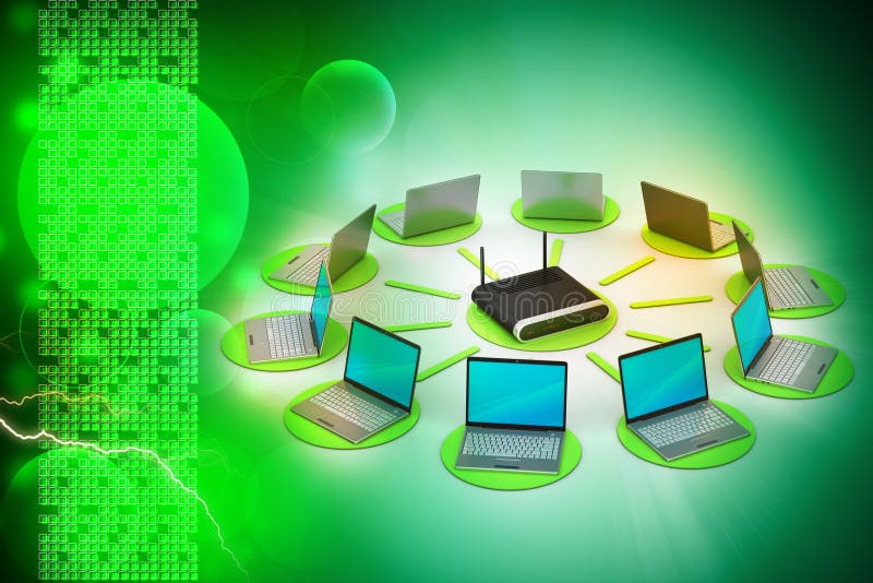 Wireless networking system stock illustration. Illustration of info ...
