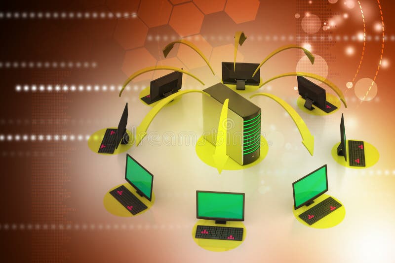 Wireless networking system stock illustration. Illustration of render ...