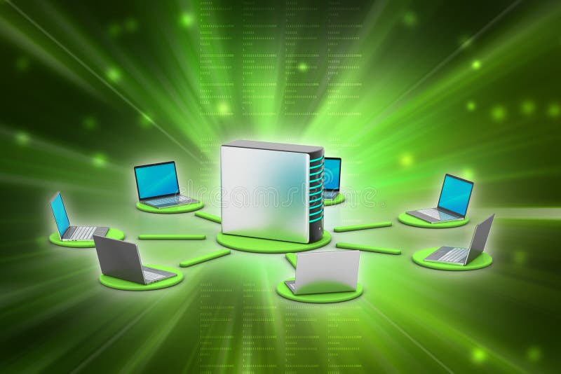 Wireless networking system stock illustration. Illustration of render ...