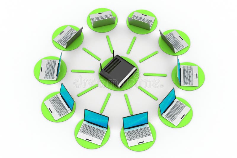 Wireless networking system stock illustration. Illustration of ...