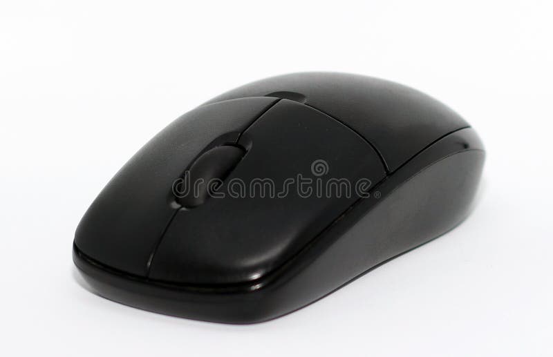 Wireless Optical Black Mouse with White Background Stock Image - Image ...