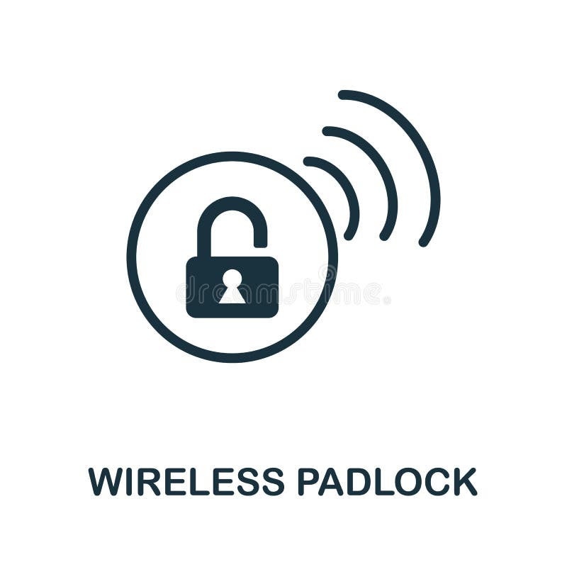 Wireless Padlock Icon. Monochrome Sign from Internet Technology ...