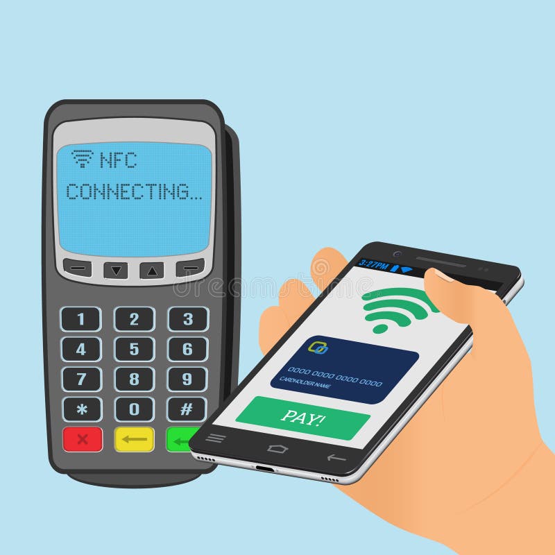 Wireless Payment with Nfc Technology Using a Smartphone. Stock Vector ...