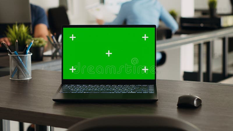 Wireless Pc with Greenscreen at Desk Stock Image - Image of startup ...