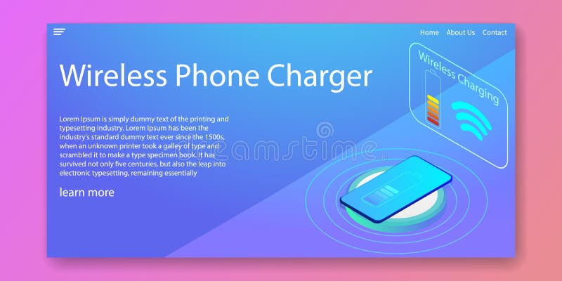 Wireless Phone Charger Technology, Isometric Concept.Web Template ...