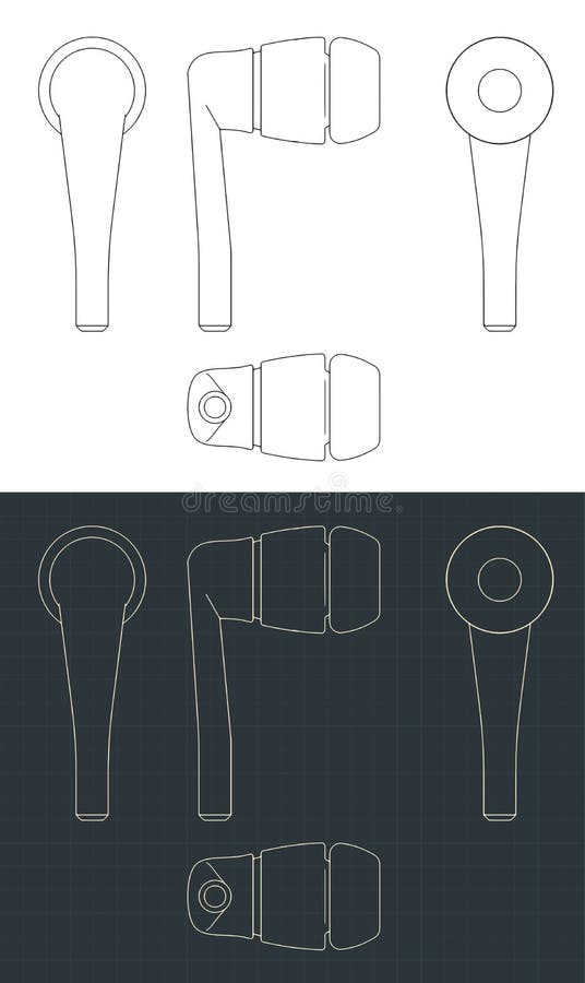 Wireless Portable Bluetooth Headphones Blueprints Stock Vector ...