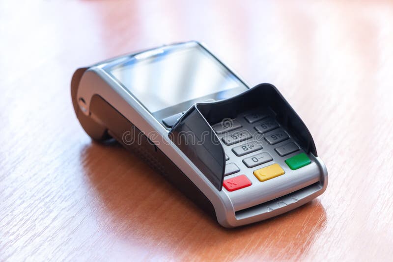 Wireless POS Terminal on the Table Stock Photo - Image of numbers ...