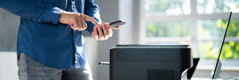 Wireless Print on Printer stock image. Image of business - 256063131