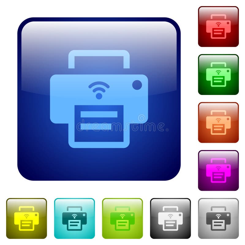 Wireless Printer Color Square Buttons Stock Vector - Illustration of ...