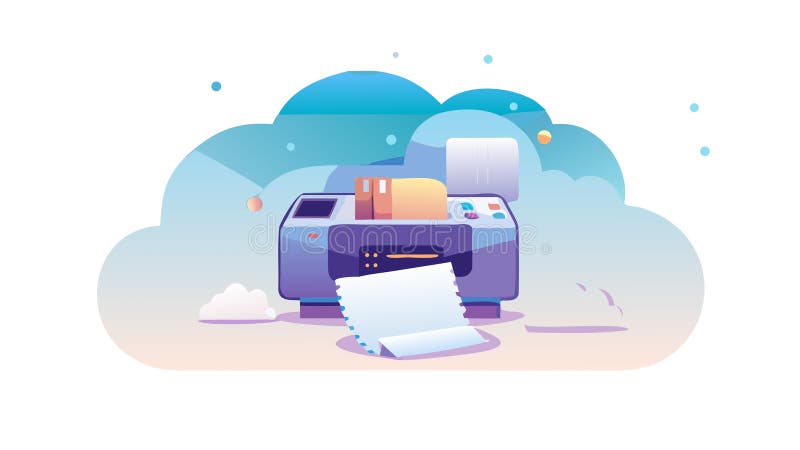 Wireless Printer Seamlessly Integrated with Cloud Services, Vector ...