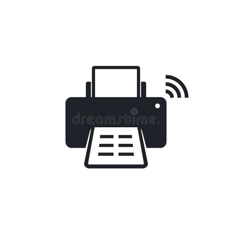 Wireless Printer with Wifi Icon, Vector Isolated Flat Design ...