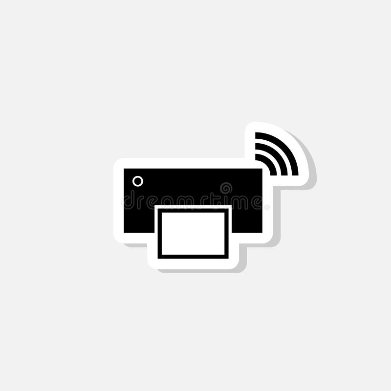 Wireless Printer with Wifi Sticker Icon Stock Vector - Illustration of ...