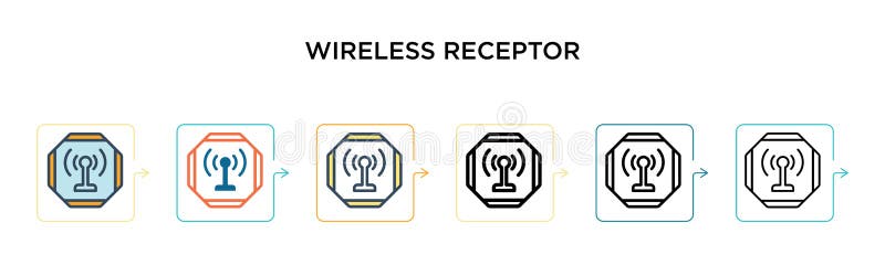 Wireless Receptor Vector Icon in 6 Different Modern Styles. Black, Two ...