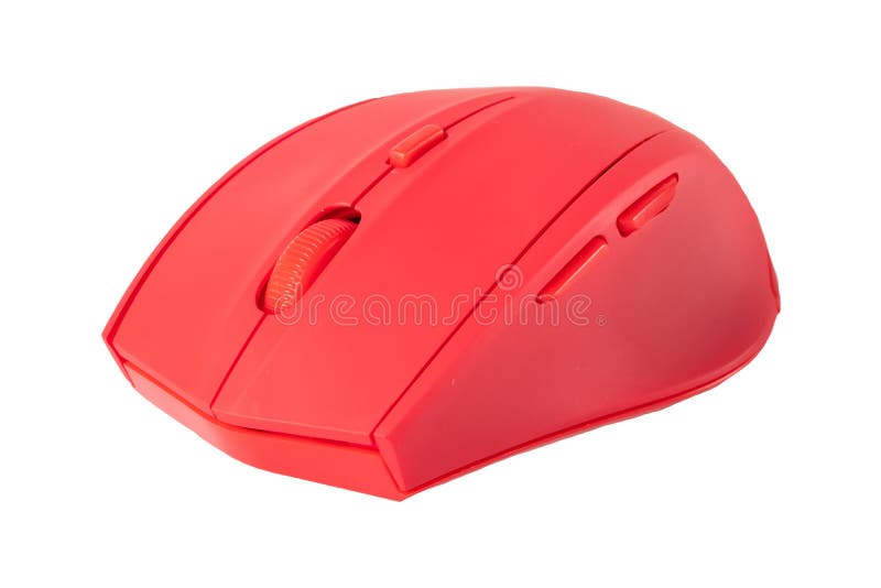 Wireless Red Computer Mouse Isolated on White Background. Computer ...