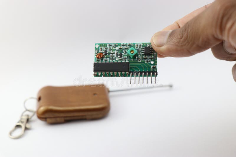 Wireless Remote Control Receiver Circuit Held in Hand Stock Photo ...