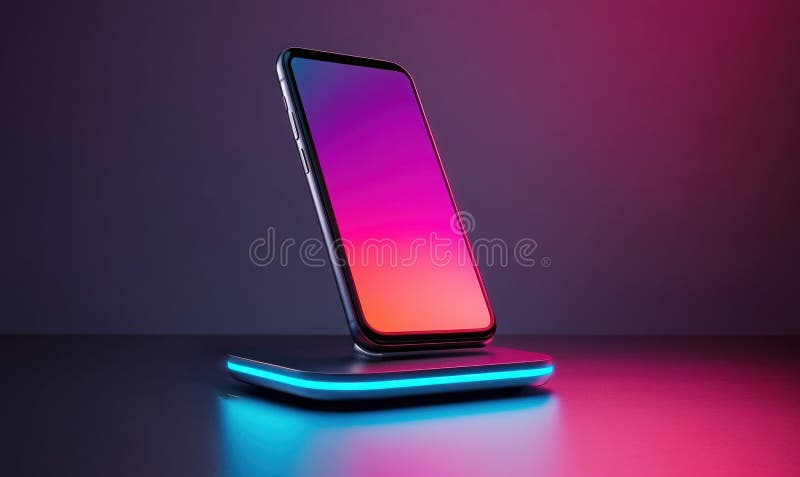 Wireless RGB Charging Pad with Neon Lighting Stock Illustration ...