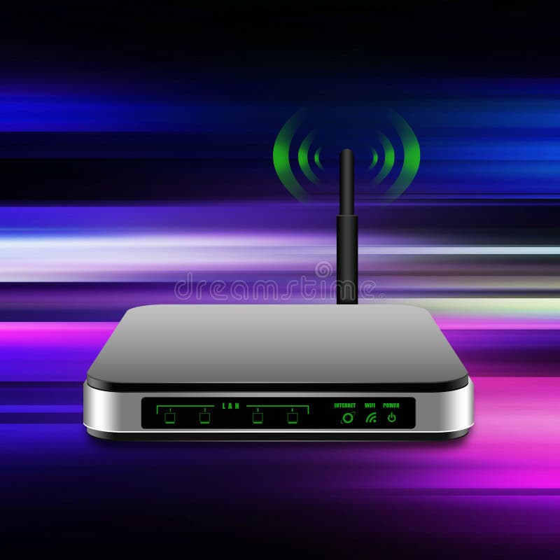 Wi-Fi Router Back Panel with Ports and Signs, Flat Style on a ...