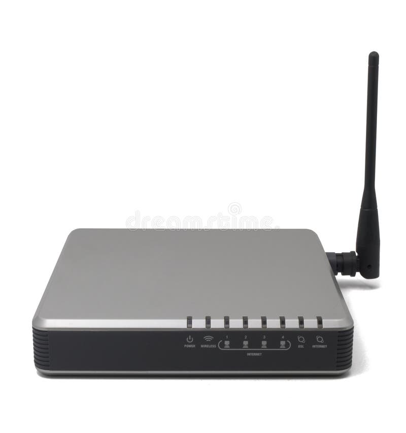 Wireless Router with the Antenna Isolated on White Background.Modern ...