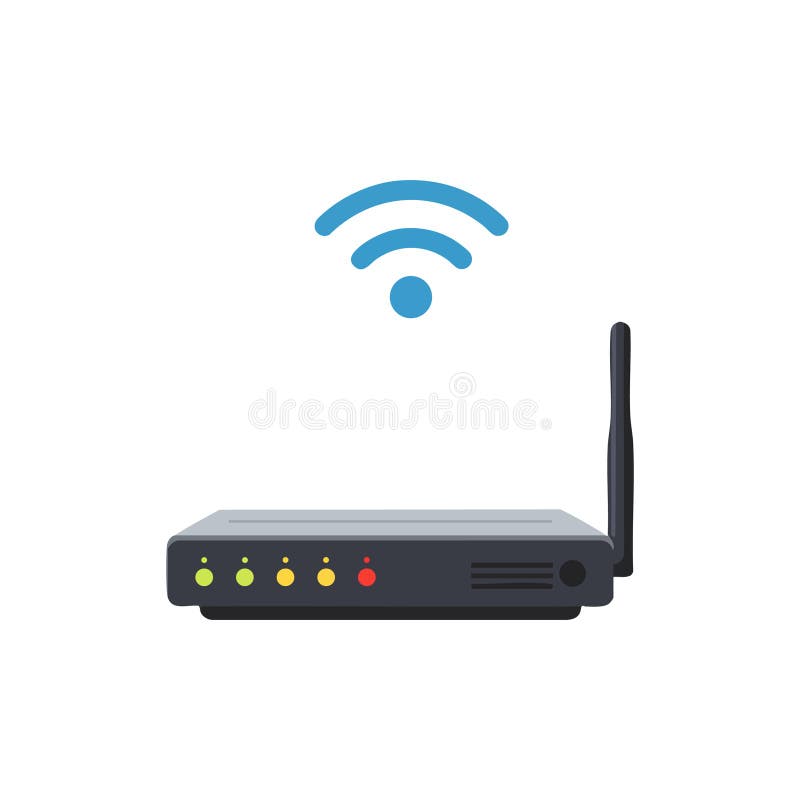 Wireless Router with Antenna and Signal Icon for Internet Connectivity ...