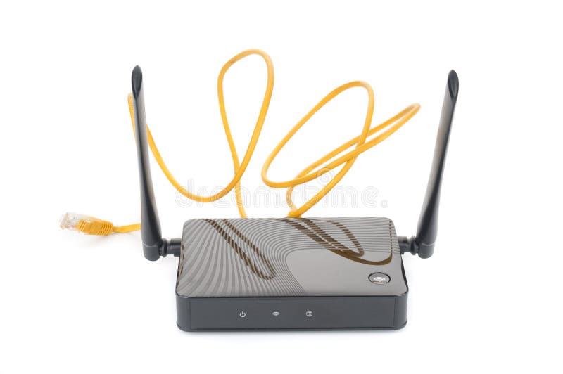 Wireless Router and Cable on White Background Stock Image - Image of ...