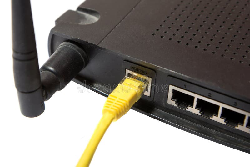 Wireless router with cable stock photo. Image of wire - 143952564