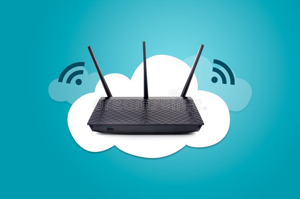 Wireless Router on Cloud Composition Stock Illustration - Illustration ...