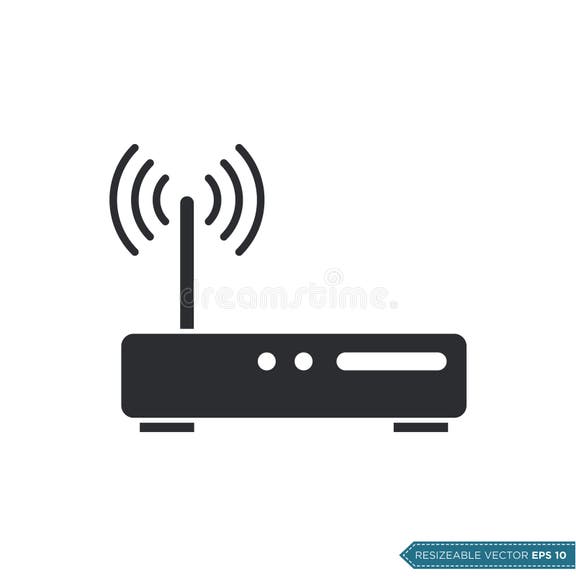 Black Color Wireless Router Icon Vector Template Illustration Design ...