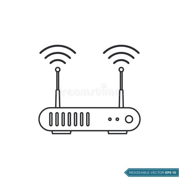 Black Color Wireless Router Icon Vector Template Illustration Design ...
