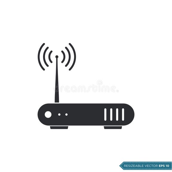 Black Color Wireless Router Icon Vector Template Illustration Design ...