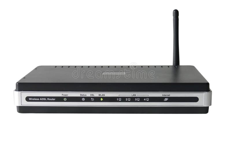 Wireless router on a desk stock image. Image of ethernet - 4798697